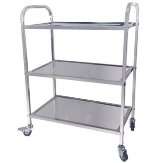 Taimiko Edelstahl Transportwagen 3-&eacute;tagig, Servierwagen mit Rollen, 100 kg Tragkraft - Industriewagen f&uuml;r K&uuml;che, Gastronomie, B&uuml;ro & Lager