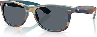 Ray-Ban New Wayfarer Classic Sonnenbrillen Blau / Blaues Tarnmuster Fassung Blau Glas 55-18