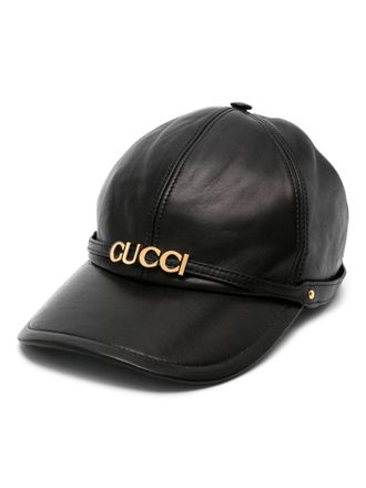 Gucci Baseballkappe mit Logo-Schild - Schwarz