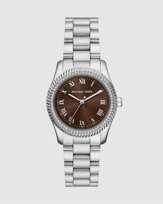 Michael Kors Lexington - Armbanduhr aus silberfarbenem Edelstahl mit drei Zeigern