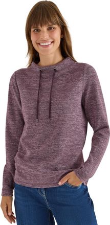 Cecil Funnelneck Melange Rippshirt Eggplant red Melange XXL