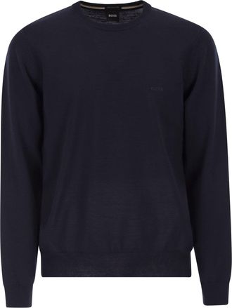 HUGO BOSS Pull coupe classique en laine vierge avec logo brod&eacute;