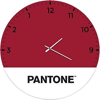 Homemania Side Down Runde Wanduhr für Wohnzimmer, Küche, Büro, Bordeaux, Weiß, Schwarz, Metall, 40 x 0,15 x 40 cm, Produktmaße: L 40 x P0,15 x A40 cm, 1,5 kg