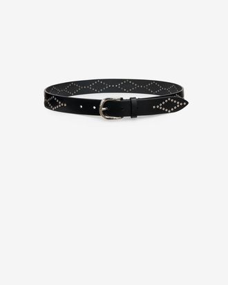 Isabel Marant Ceinture Liliana En Cuir - Femme - Noir Et Argent&eacute; - Taille75 - Isabel Marant