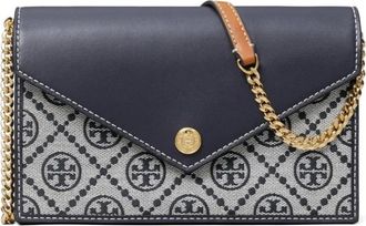 Tory Burch Femme, Sacs, Bleu, Taille: ONE Size T Monogram Envelope Chain Wallet