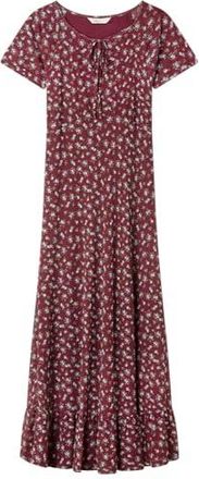 Springfield Midi Dress with Ranglan Sleeves and Soft Gathering Under Chest Robe, Rouge Bordeaux, Medium Femme