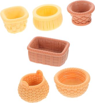SOLUSTRE 6stücke Kunstharz-miniaturkorb Für Puppenhaus Winziger Korb Als Modellspielzeug Kompakter Obstkorb Für Schreibtisch Für DIY-gartendekoration Und Minia