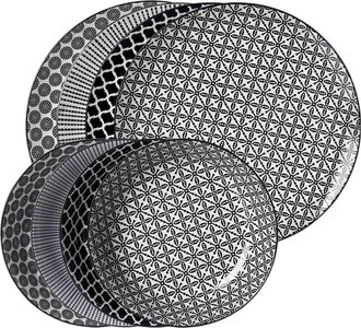 Ritzenhoff & Breker Takeo Mixed Tafelservice 8-teilig, Speiseteller (26 cm) und Suppenteller (20 cm) für 4 Personen, Skandinavisches Design, Mix-&-Match-Geschirr, Porzell