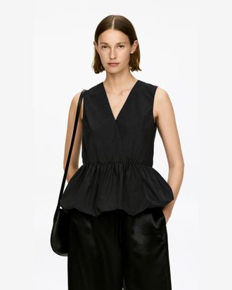 Arket Taftoberteil Mit Schößchen -Schwarz