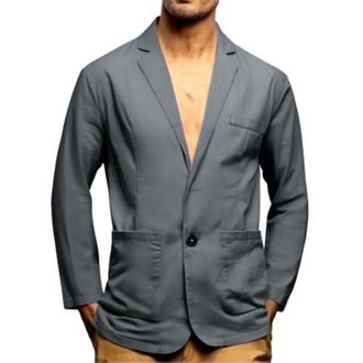 Generic Veste de loisirs pour homme - Grandes tailles - Costume pour homme - Couleur unie - Veste de costume chaude à une rangée - Avec poche - Veste de loisi