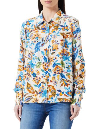 Part Two Part Two Damen Sabila Relaxed Fit Shirt, Blue Craft Flower, 40