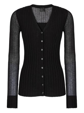 Pinko Gerippter Cardigan mit semi-transparentem Einsatz - Schwarz