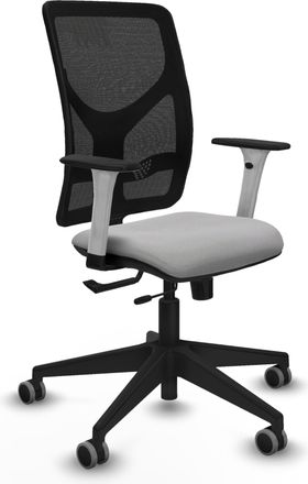 Piqueras y Crespo Schreibtischstuhl, grau, Rollen mit wei&szlig;en und schwarzen Armlehnen, h&ouml;henverstellbare Lendenwirbelst&uuml;tze, ausgestattet mit Syncro/Traslack und Schneid