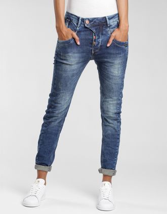 Gang Slim-fit-Jeans GANG 94MARGE, Damen, Gr. 26, N-Gr, blau (blau used), Denim/Jeans, Obermaterial: 98% Baumwolle, 2% Elasthan, Destroyed-Effekte, slim fit