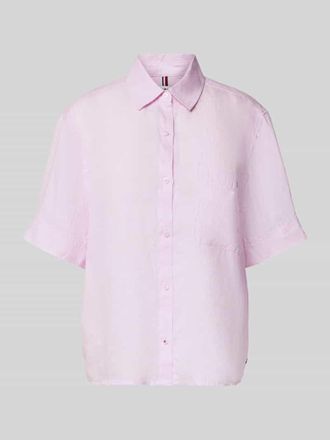 Tommy Hilfiger Regular Fit Leinenbluse mit Logo-Stitching