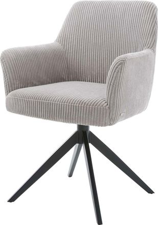 DELIFE Esszimmerstuhl Xana-Flex mit Armlehnen Kreuzgestell breit Schwarz Cord Silbergrau 360° drehbar Taschenfederkern