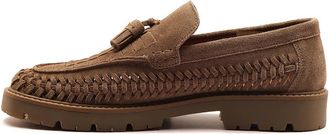 OFF THE HOOK Floyd - Mocassins casual et habillés à enfiler en cuir avec pampilles - Taupe-Marron