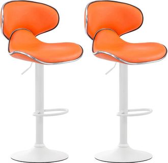 Clp 2er Set Barhocker Las Vegas Kunstleder orange wei&szlig;
