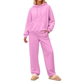Generic Sweat &agrave; capuche d&eacute;contract&eacute; et pantalon large pour lautomne et lhiver - Tenue deux pi&egrave;ces confortable pour les activit&eacute;s quotidiennes, RD1., L