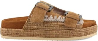 Mou Femme, Chaussures, Brun, Taille: 38 EU Sandale en raphia &agrave; deux boucles