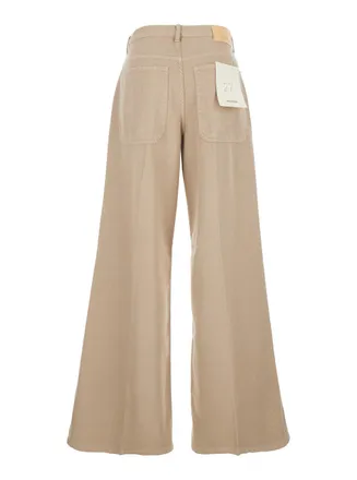Merci Womens Jeans Wide Fit Beige Cotton Denim