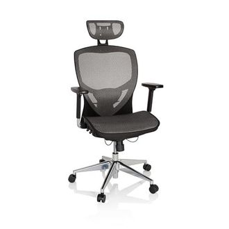 hjh OFFICE 657030 Profi Bürostuhl Venus ONE Netzstoff Schwarz/Grau ergonomischer Drehstuhl, Rückenlehne höhenverstellbar