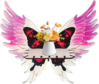 Generic Eckregal aus Holz für Wandaufbewahrung, Elegante Boho Deko für Schlafzimmer, Wohnzimmer, platzsparende dekorative Halterung für Pflanzen, Bücher und Z