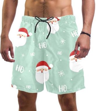 Coosun Short de plage pour homme à séchage rapide Motif renne de Noël Taille S, Père Noël, L