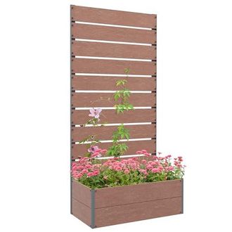 OUTSUNNY Jardinière de Jardin avec Treillis pour Plantes grimpantes, vignes, Fleurs, Plate-Bande surélevée autoportante pour Jardin, extérieur, terrasse, jardi