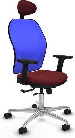 Piqueras y Crespo B&uuml;rostuhl mit 2D-Armen, h&ouml;henverstellbare Lendenwirbelst&uuml;tze und festes Kopfteil, ausgestattet mit Syncro/Traslack und injiziertem Schaumstoff, Blau/K