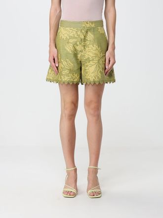 La DoubleJ Short Good Butt en coton et soie &agrave; imprim&eacute; floral avec dentelle