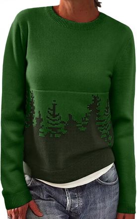 Heekpek Norweger Pullover Damen Winter Herbst Rundhals Weihnachtspullover L&auml;ssig Lose Damenpullover Langarm Strickpullover Winterpullover Warm Oberteil Elegan