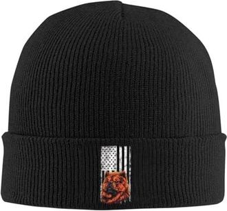 Generic Bonnet Tricot&eacute; Drapeau Am&eacute;ricain pour Chien Chow-Chow Thermique Bonnets Classique Bonnet Thermo pour Ext&eacute;rieur D&eacute;contract&eacute;e Sport