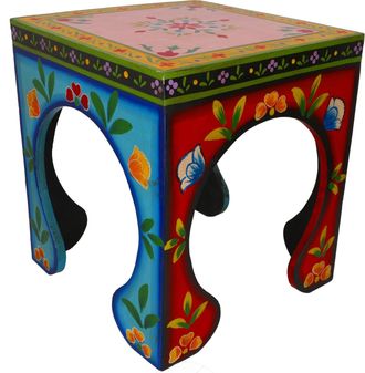 Guru Shop Bemalter Kaffeetisch, Couchtisch - Mittel, 47x41x41 cm