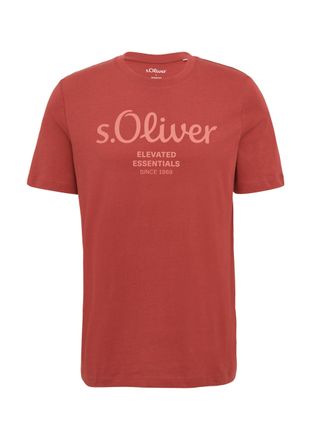 s.Oliver Herren T-Shirt mit Logo-Print - aus Baumwolle, Regular Fit, Rundhals