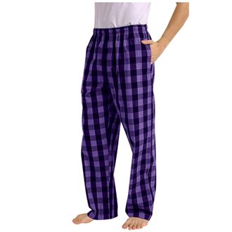 Generic Karierte Schlafhose Herren Pyjamahose Kariert Pyjama Hosen Lang Baumwolle Flanell Schlafanzughose Herbst und Winter Mode Bequeme Lose Pyjama Hose Mit 