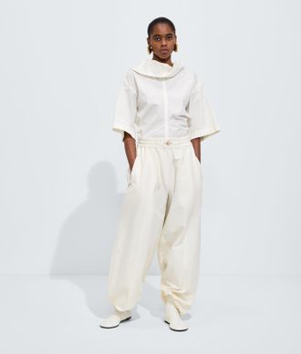 Bottega Veneta Pantalon en toile de coton compacte - Blanc - Femme - 36