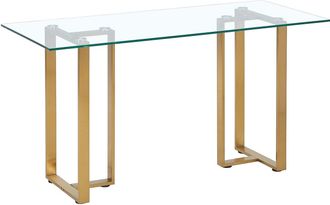 Pascal Morabito Schreibtisch - Geh&auml;rtetes Glas & Edelstahl - Transparent und Gold - NILESA