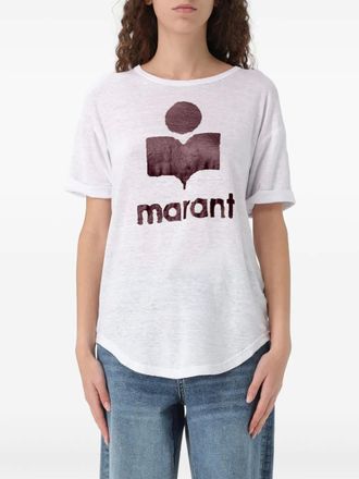 Isabel Marant t-shirt en lin à logo imprimé - Blanc