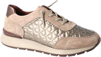 Generico Chaussures de sport l&eacute;g&egrave;res en cuir avec trench-coat pour femme Semelle amovible, Beige/dor&eacute;, 39 EU