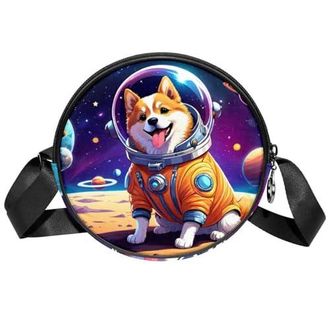 Generic Sac &agrave; bandouli&egrave;re rond pour femme, petit sac &agrave; bandouli&egrave;re avec fermeture &eacute;clair et bretelles r&eacute;glables style d&eacute;contract&eacute; pour femmes et filles