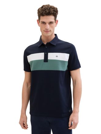 Tom Tailor Herren Piqu&eacute; Poloshirt mit Blockstreifen, 10668 - Sky Captain Blue, M