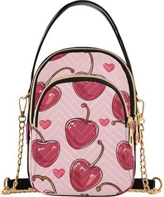 Mnsruu Sac à bandoulière pour femme avec noeud rose, rouge cerise et sangle réglable