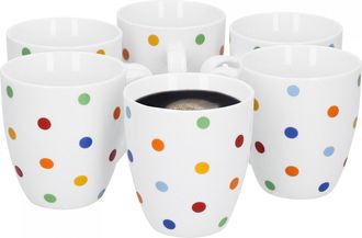 Van Well Porzellan 6er Geschirr-Set Serie Capri | wei&szlig; mit Dekor | Artikel w&auml;hlbar, Service Serie Capri:Kaffeetasse 185ml