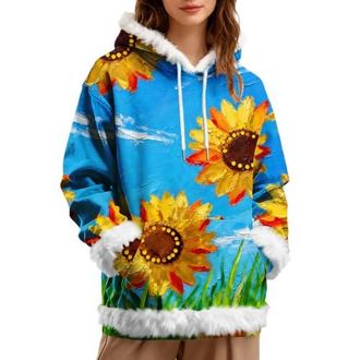 Generic Chandail à capuche à imprimé floral pour femmes, chandail à manches longues décontracté pour adolescentes, pull à capuche confortable et ample, Mr2, 3