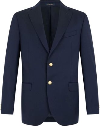 Brooks Brothers Homme, Vestes, Bleu, Taille: 4XL Veste en laine vierge &agrave; boutons dor&eacute;s