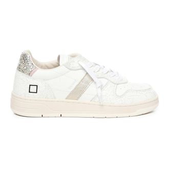 D.A.T.E. D.a.t.e., Femme, Chaussures, Blanc, Taille: 37 EU Baskets Platine et Blanches avec D&eacute;tails Paillet&eacute;s