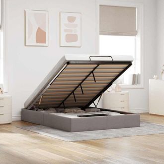 vidaXL vidaXL Cadre de lit ottoman sans matelas taupe 140x190 cm tissu