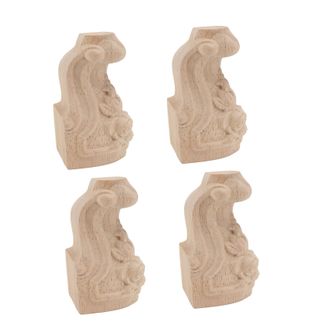 PartyKindom 4 Stück Teiliges Holzfüße Möbel Beine aus Massivem Gummibaumholz mit Geschnitztem Rosenmuster Stabile Möbelfüße für Sofa Schrank Couchtisch Tv Schrank
