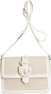 Caf&egrave;noir Sac Bandouli&egrave;re &Agrave; Rabat En Paille, Pour Femme, Couleur Beige, Taille Taille Unique